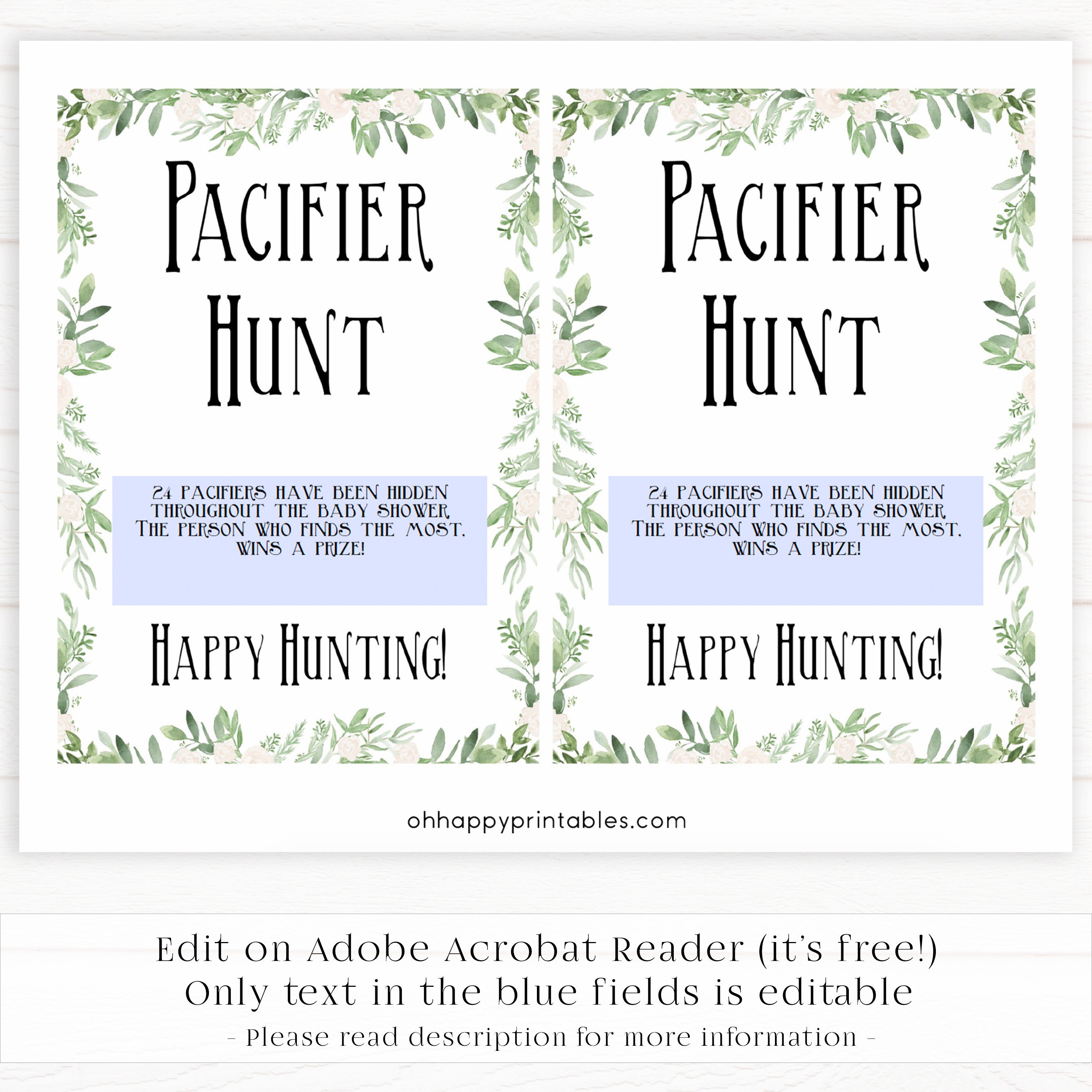EDITABLE Pacifier Hunt Game Printable Baby Shower Games - Etsy UK