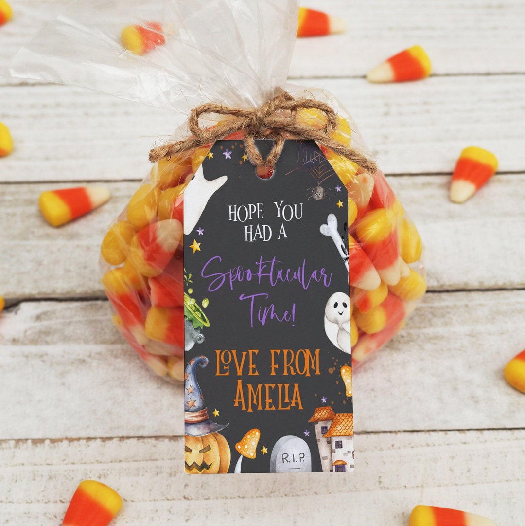 Printable Kids Halloween Favor Tag, Halloween Favor Tags, Editable ...