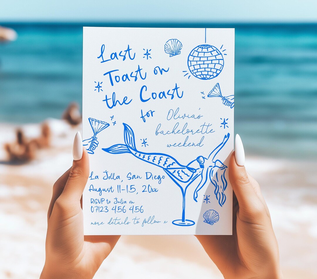 Last Toast on the Coast Invite, 30A Bachelorette Party Invitation ...
