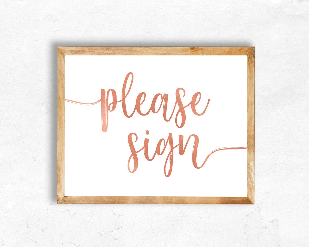 Rose Gold Please Sign Printable, Please Sign Table Sign, Please Sign ...