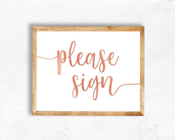 Rose Gold Please Sign Printable Please Sign Table Sign - Etsy