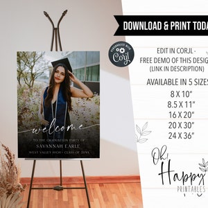Photo Graduation Welcome Sign, Faded Graduation Editable, Graduate ...