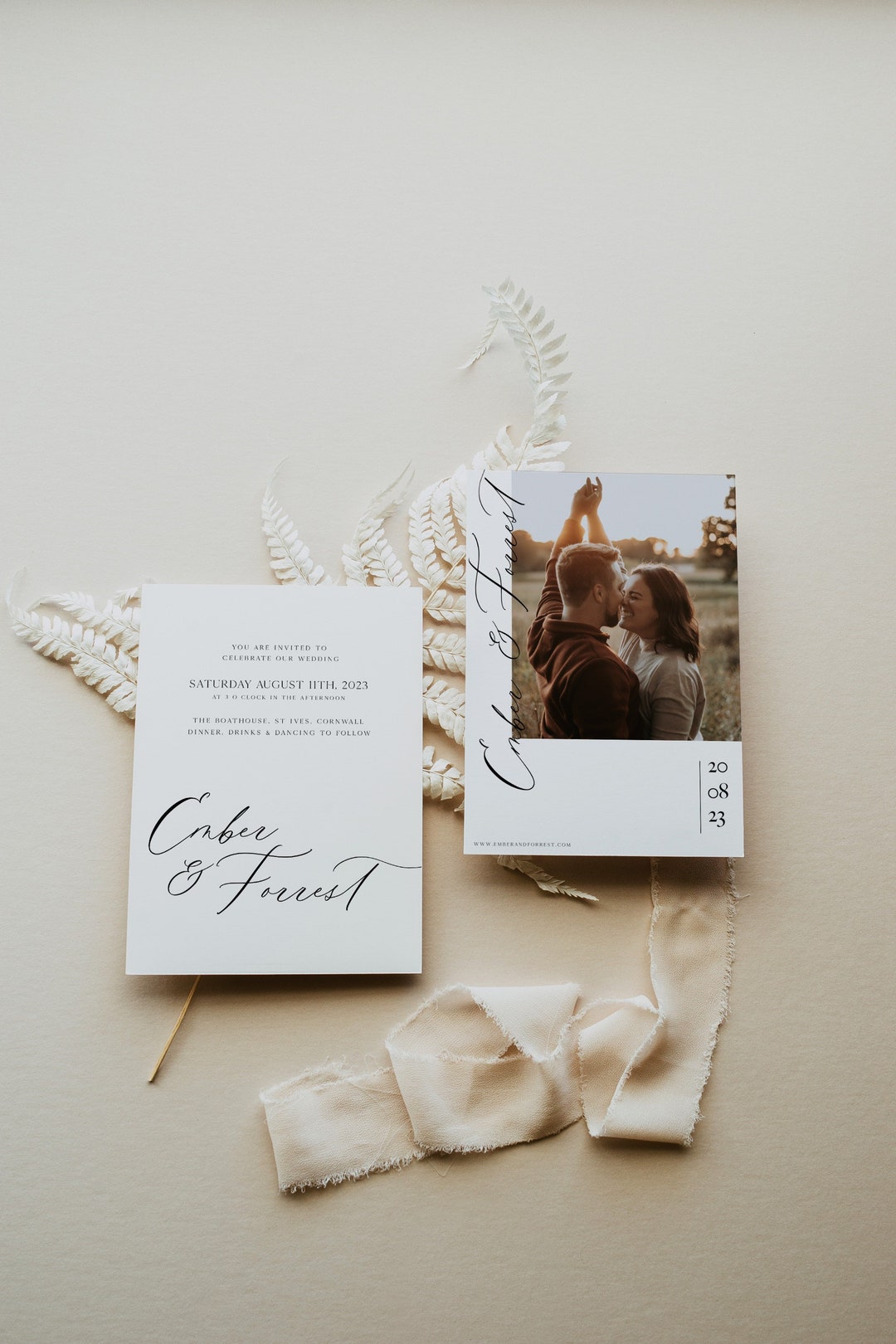 EMBER | Wedding Invitation Template, Minimalist Calligraphy Wedding ...