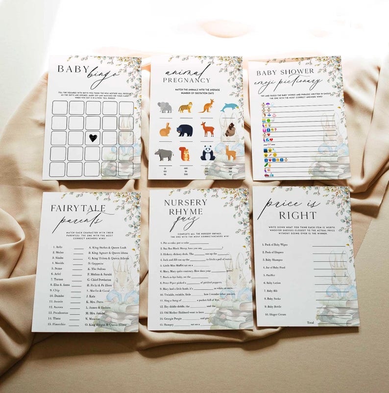 35 Rabbit Baby Shower Games Bundle, A New Chapter Begins Editable Baby ...
