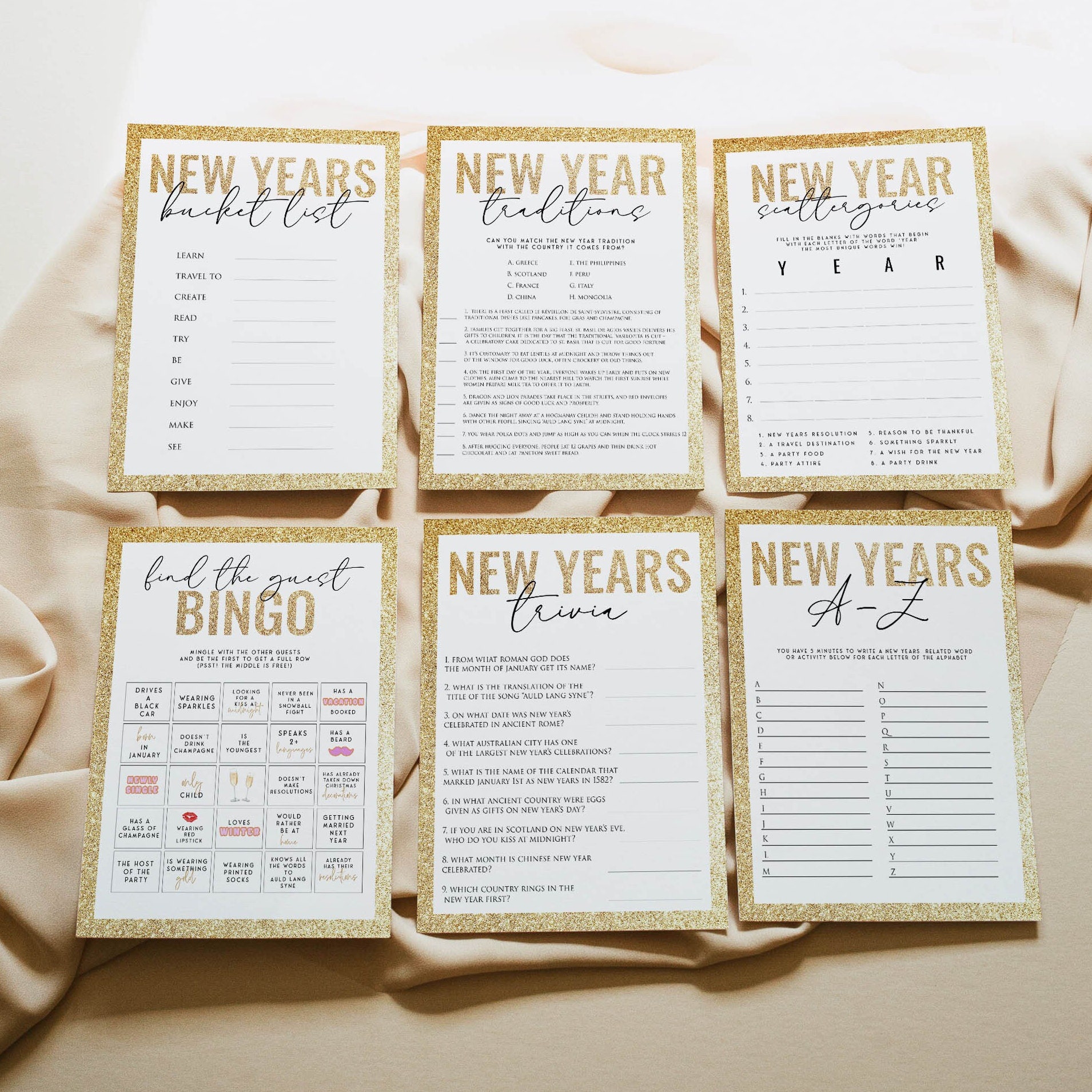 20 New Years Game Bundle Printable Family Games Virtual - Etsy