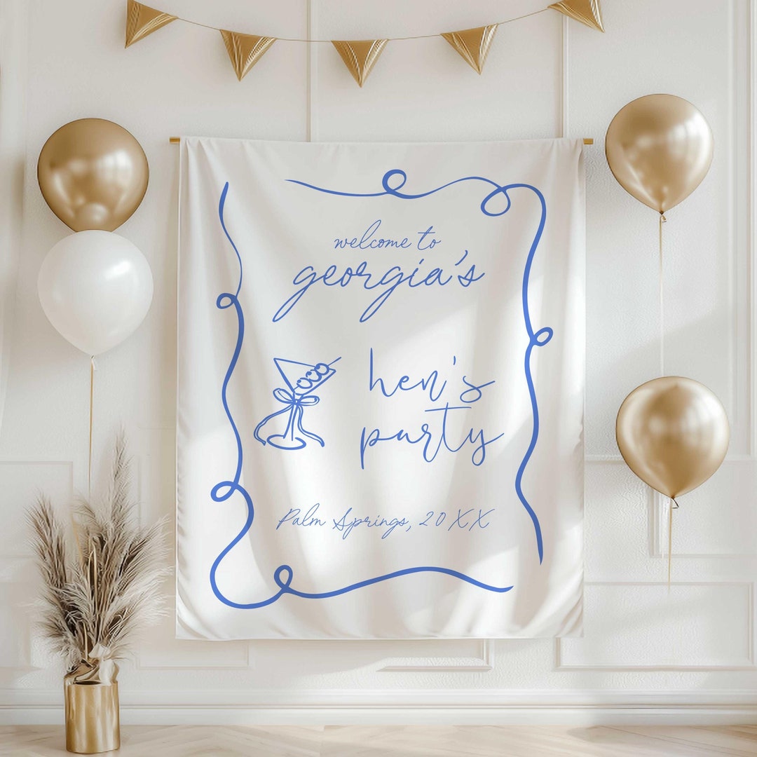 Hen Party Weekend Hand Drawn Backdrop, Doodle Bachelorette Welcome Sign ...