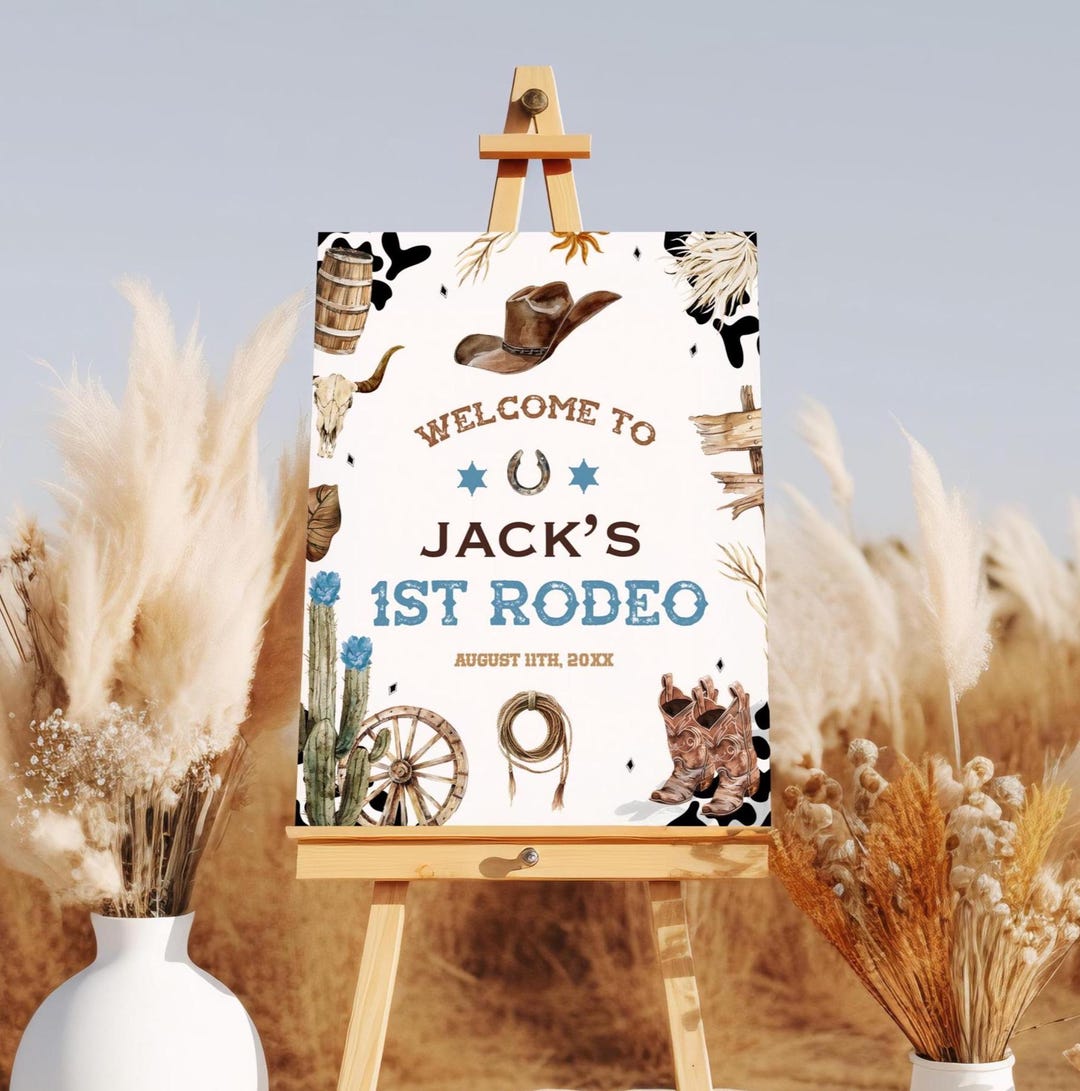 First Rodeo Birthday Party Welcome Sign, Cowboy Welcome Sign, Wild West ...