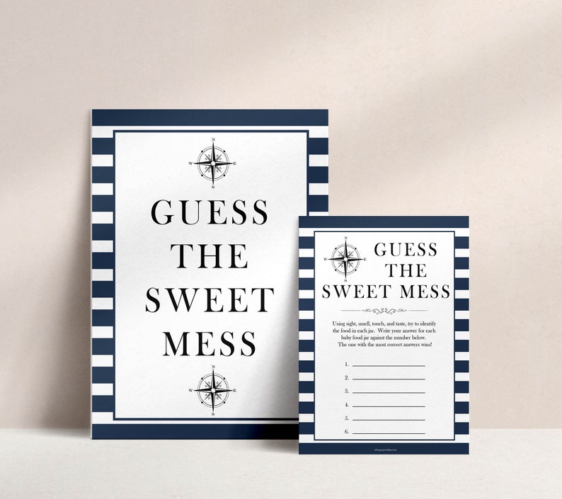Nautical Guess the Mess Game Printable Baby Shower Games | Etsy