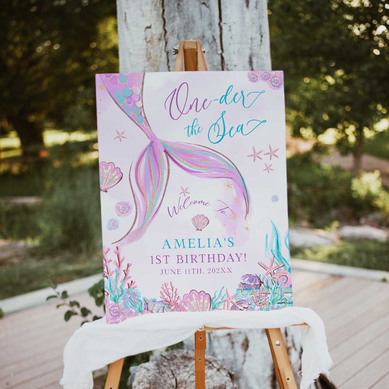 Oneder the Sea Birthday Party Welcome Sign Mermaid Birthday Welcome ...