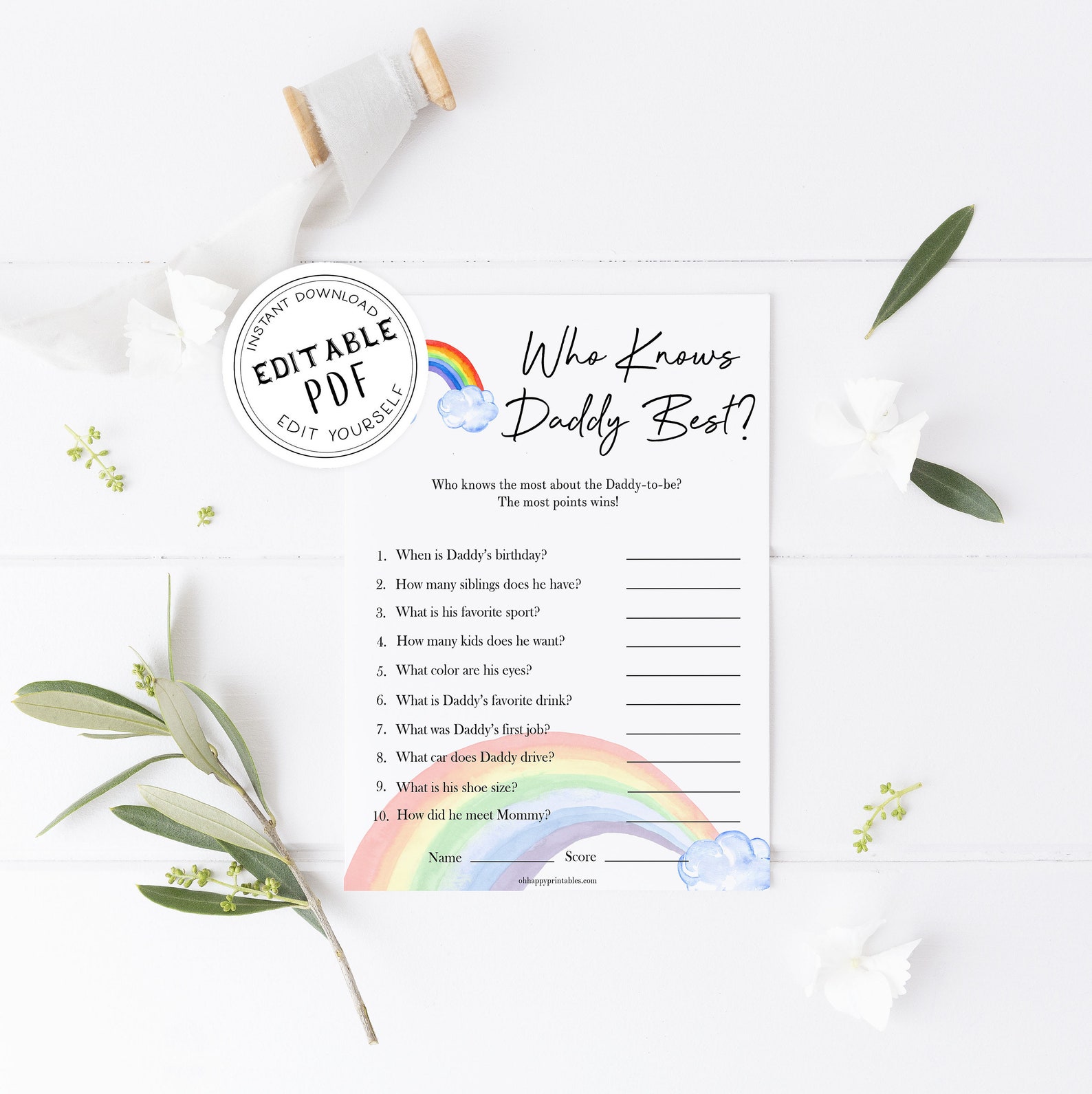 EDITABLE Who Knows Daddy Best Game Printable Baby Shower - Etsy