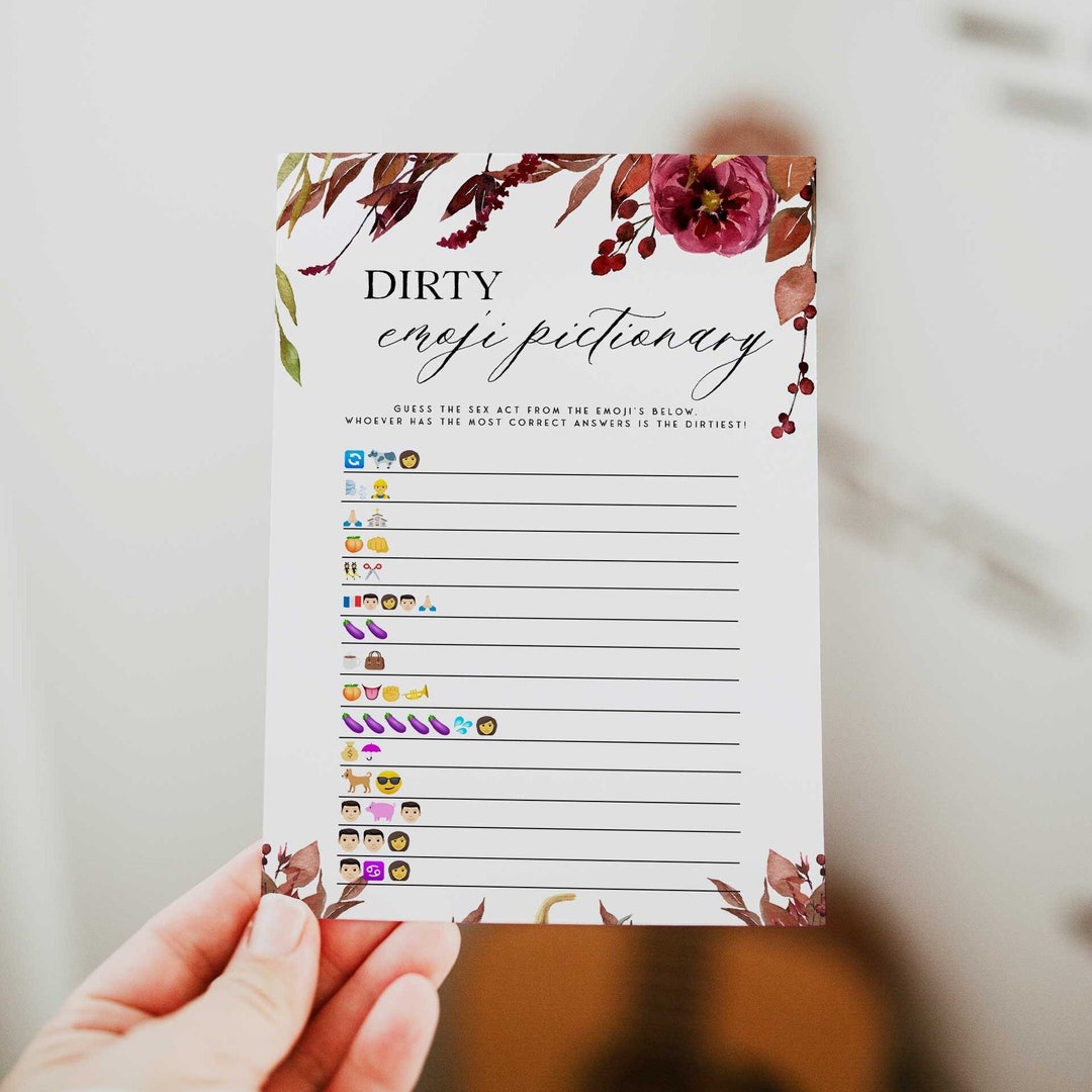 AUTUMN Dirty Emoji Pictionary Game, Fall Floral Hen Party Games ...