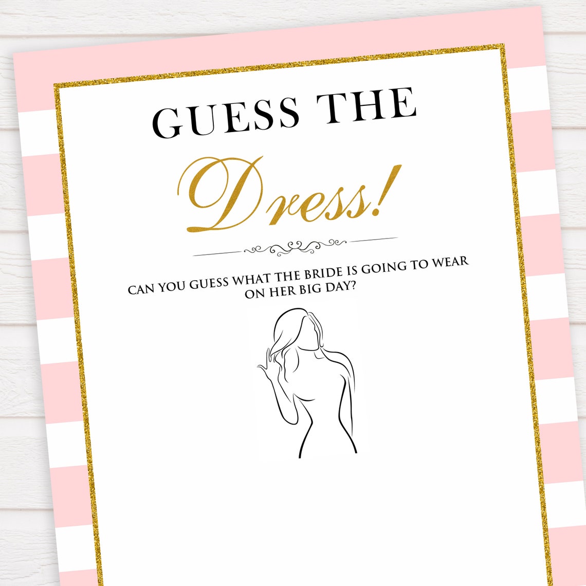 Guess the Dress Bride Paris Games Gold Bridal Shower Games | Etsy