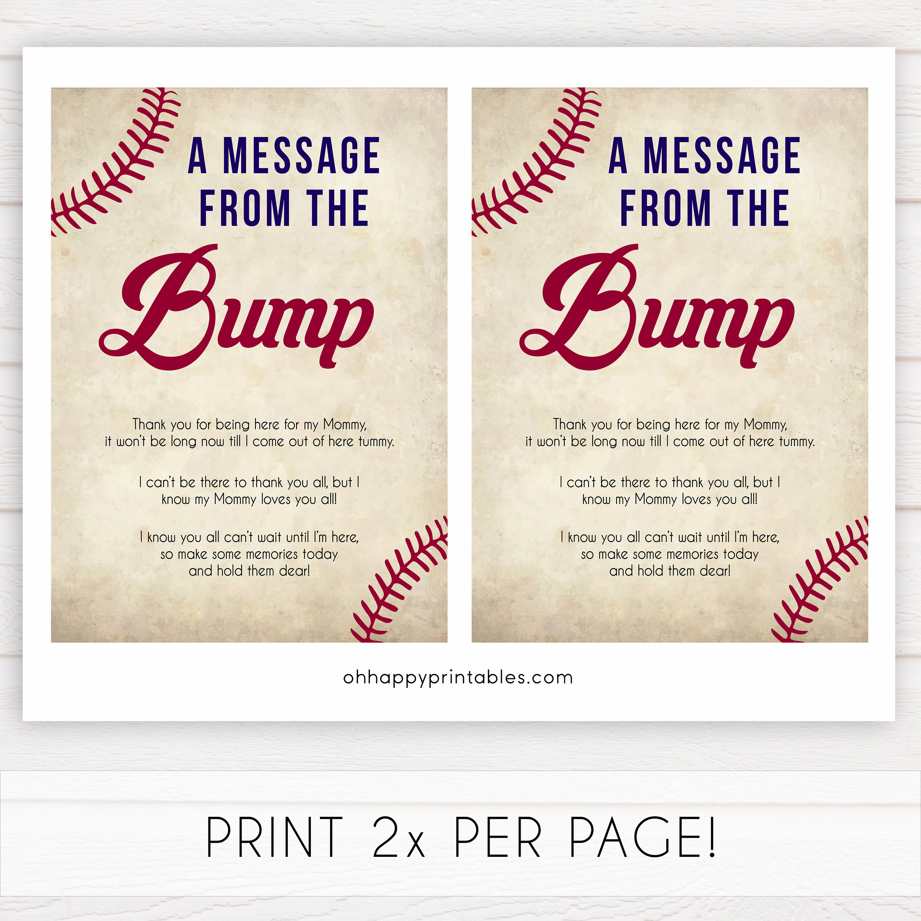 Baseball Message From Baby, Baby Shower Signs, Baseball Printable Baby ...