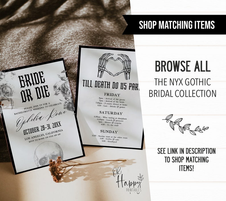 NYX Gothic Bridal Shower Welcome Sign Bride or Die Bridal - Etsy