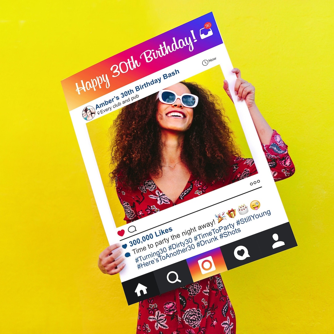 Birthday Selfie Frame, Editable Social Media Sign, Selfie Photo Booth ...