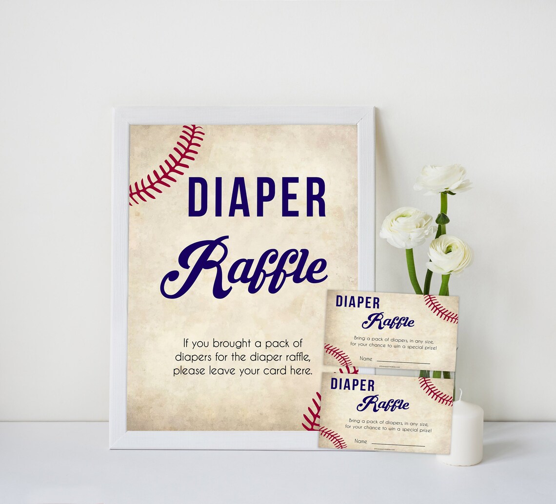 Baseball Diaper Raffle Printable Baby Shower Games Diaper - Etsy