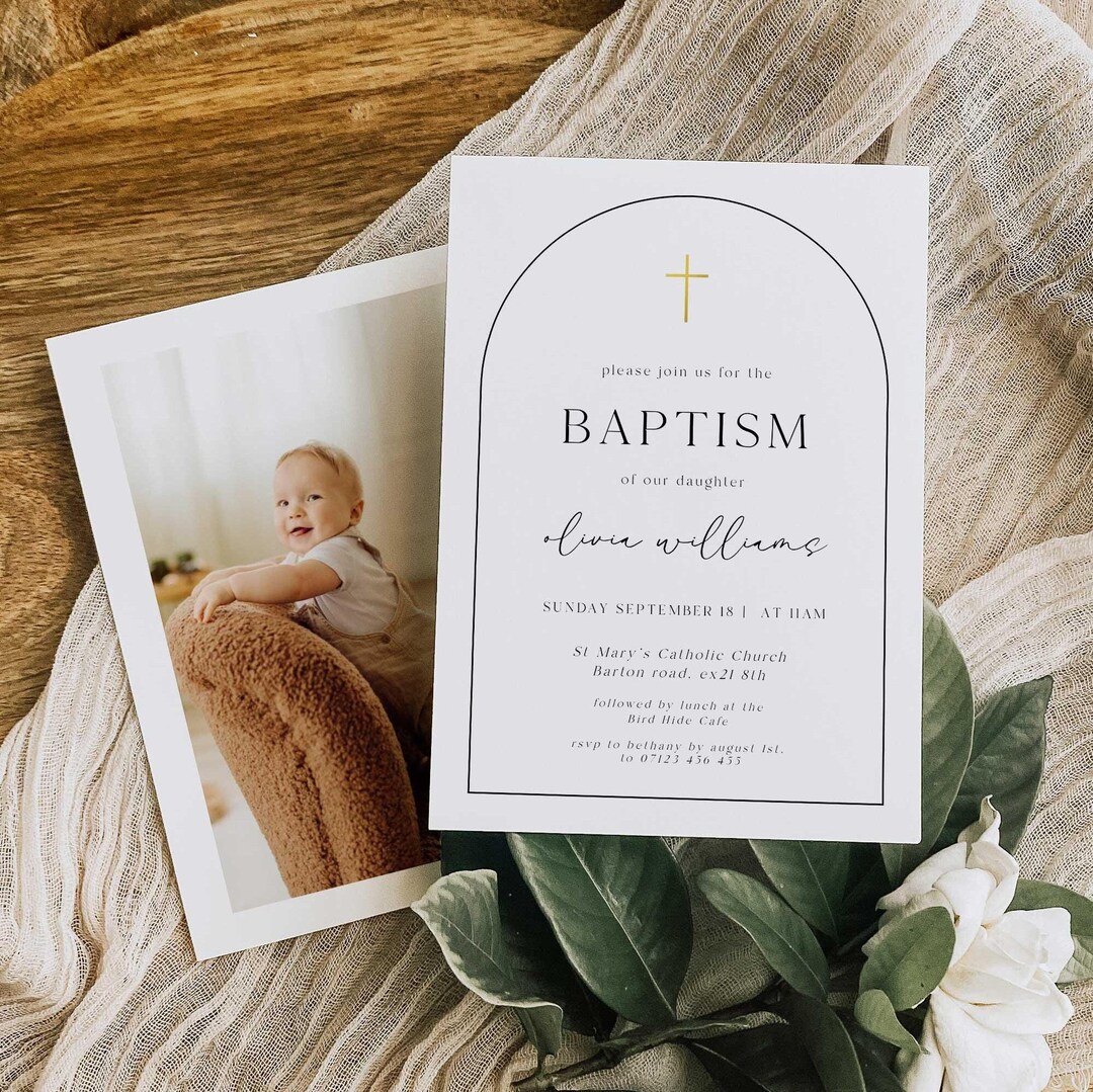 Editable Baptism Invitation Template, Editable Baptism Invite, Modern ...