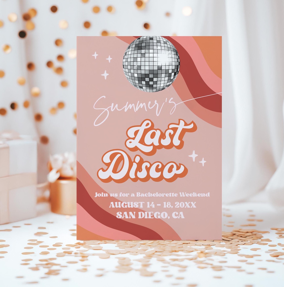 LIV Last Disco Bachelorette Party Invite, Retro Bachelorette Weekend ...
