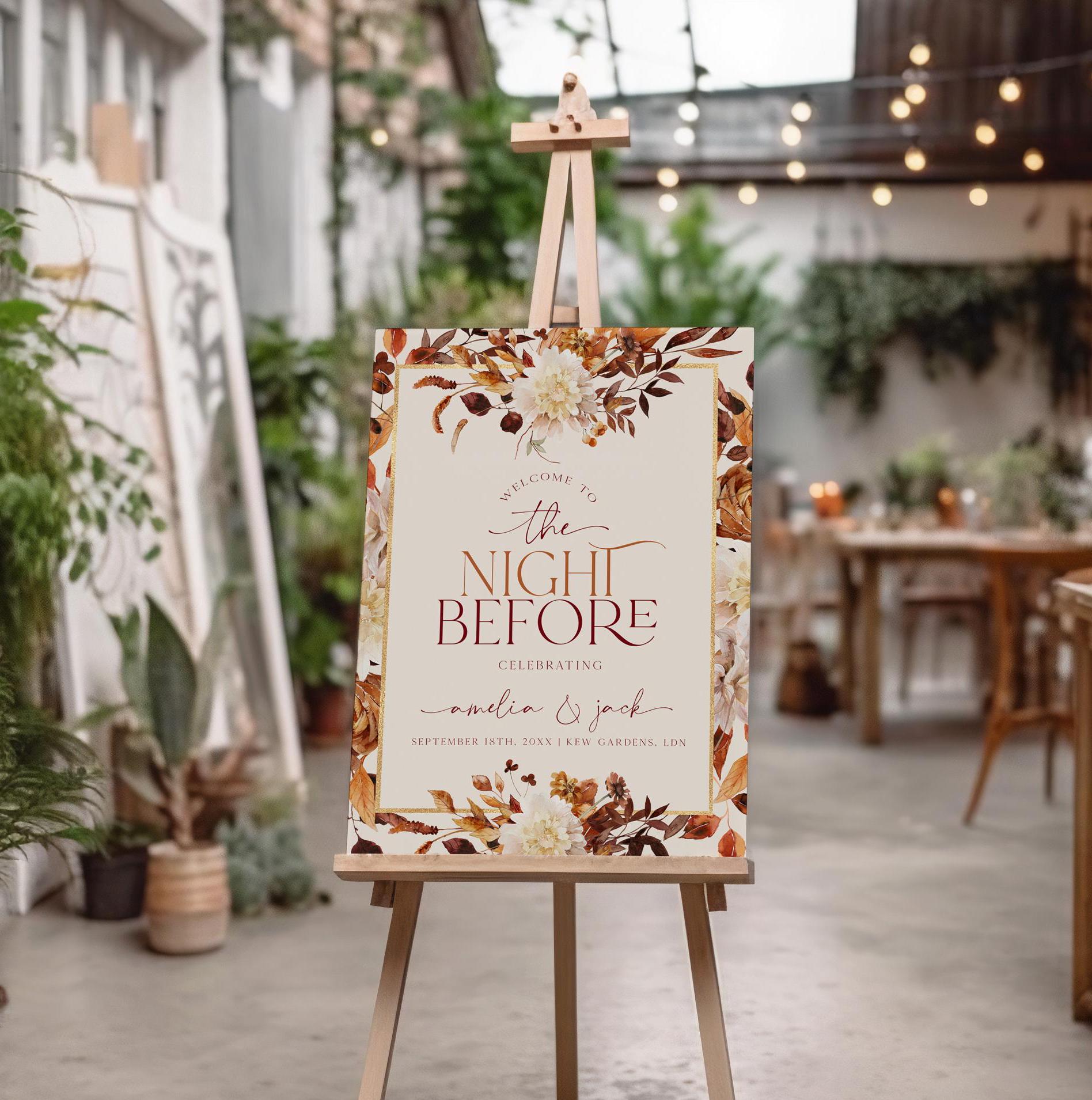 The Night Before Editable Welcome Sign Template, Wedding Rehearsal ...