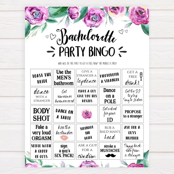 Bachelorette Party Bingo Peonies Floral Bachelorette Games - Etsy