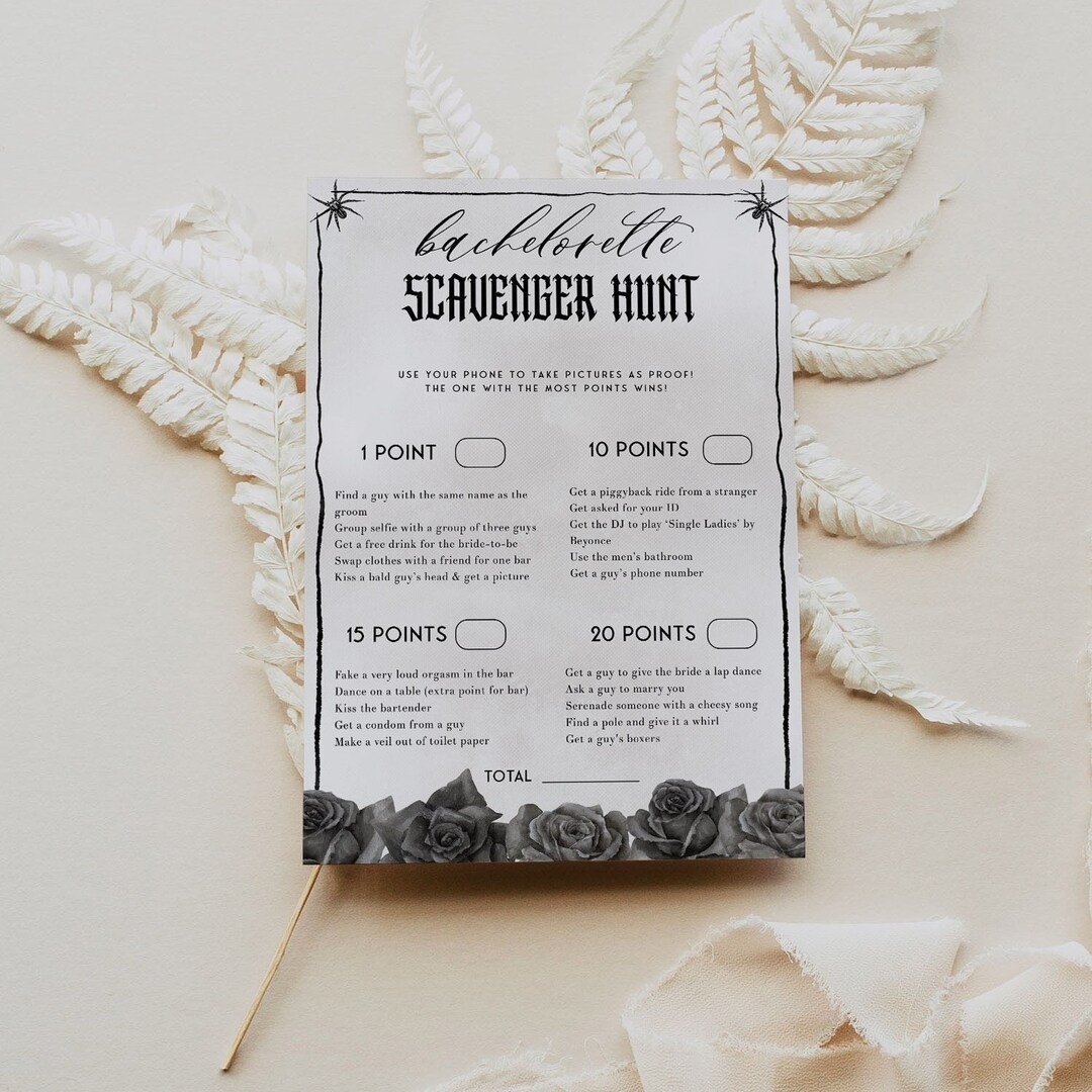 NYX Gothic Bachelorette Scavenger Hunt, Halloween Bachelorette, Hen ...