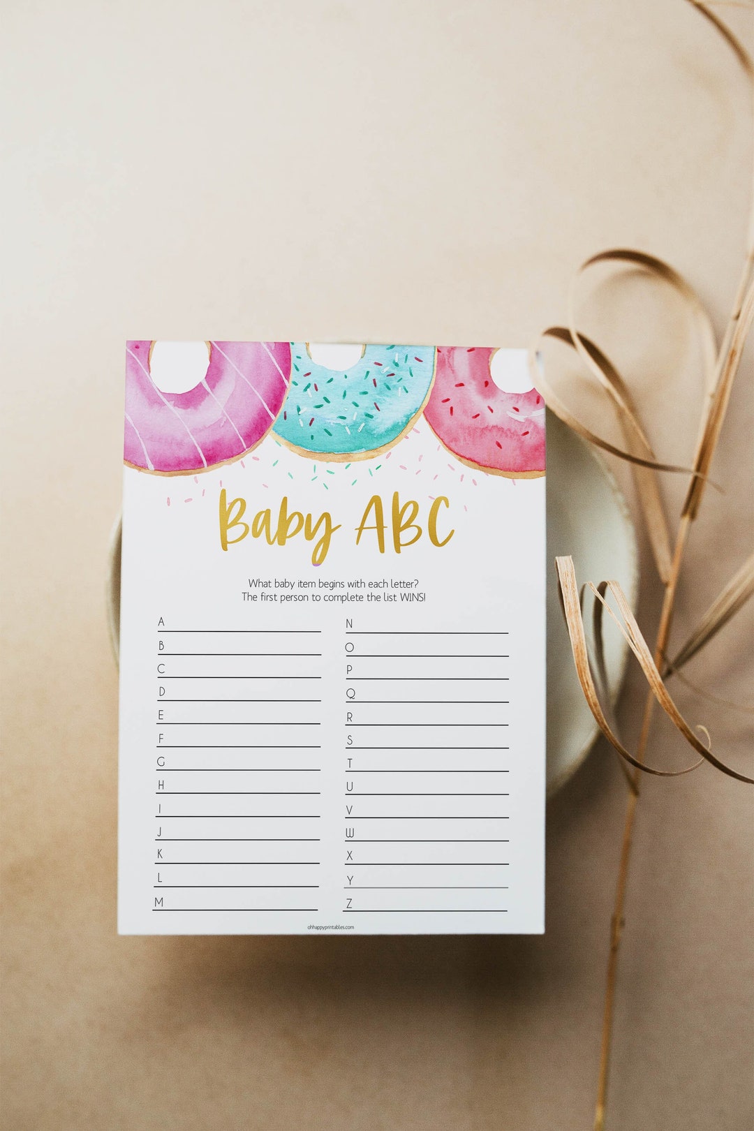 Baby ABC Race Game Printable Baby Shower Games Fun Donut - Etsy UK