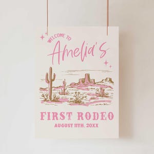First Rodeo 1st Birthday Milestone Poster, My First Year Cowgirl ...