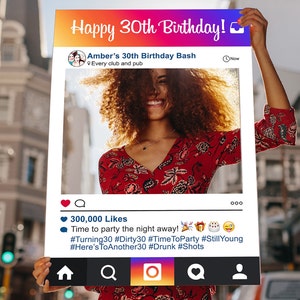 Birthday Selfie Frame, Editable Social Media Sign, Selfie Photo Booth ...