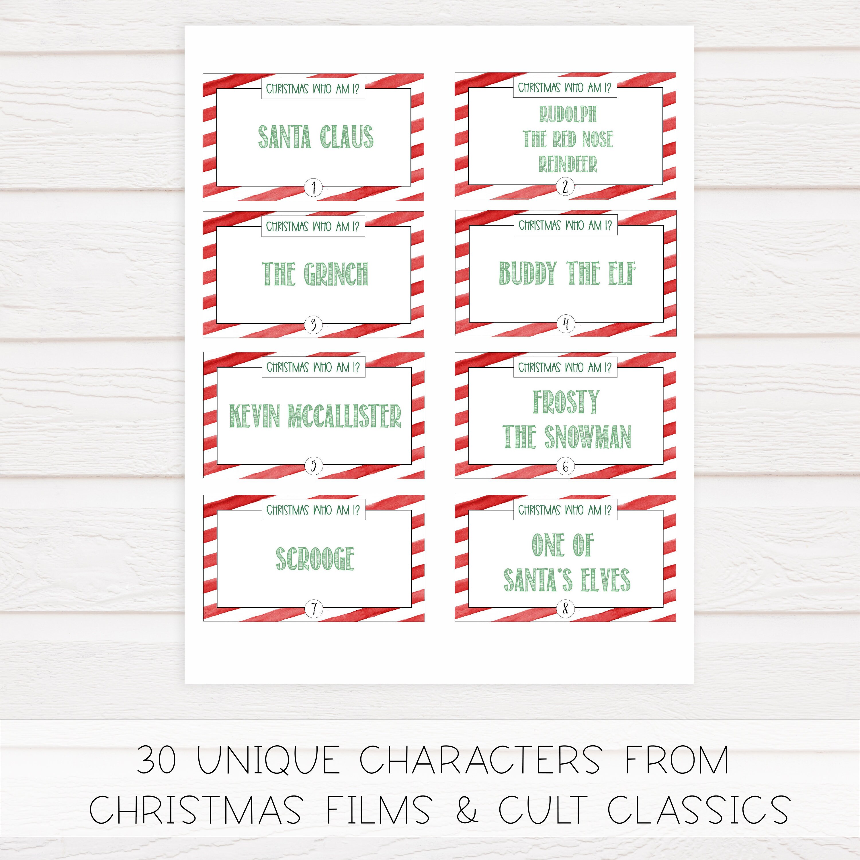 Christmas Party Games, Who Am I Christmas Party Game, Printable ...