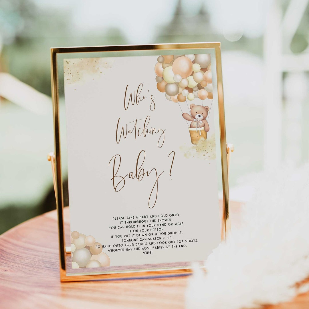 Who's Watching Baby Game, Printable Baby Shower Games, Hot Air Balloon ...