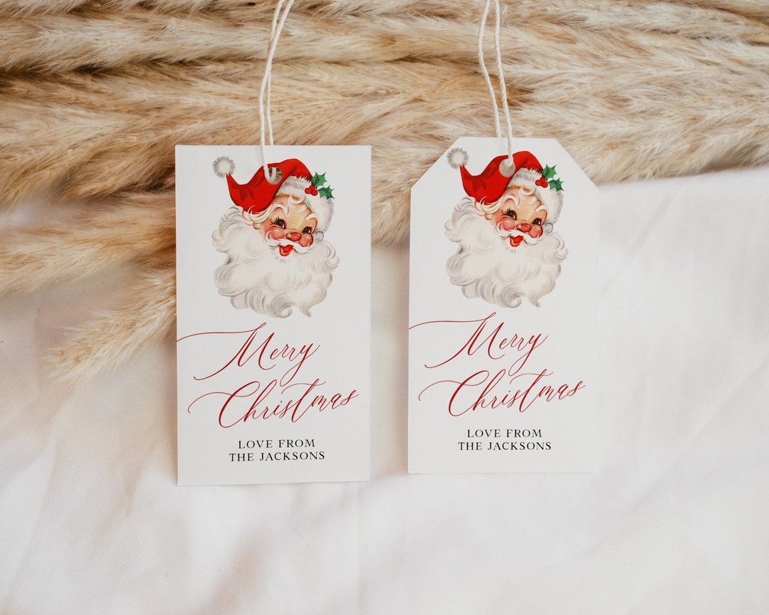 Vintage Santa Christmas Gift Tag, Editable Christmas Gift Tag, Instant ...