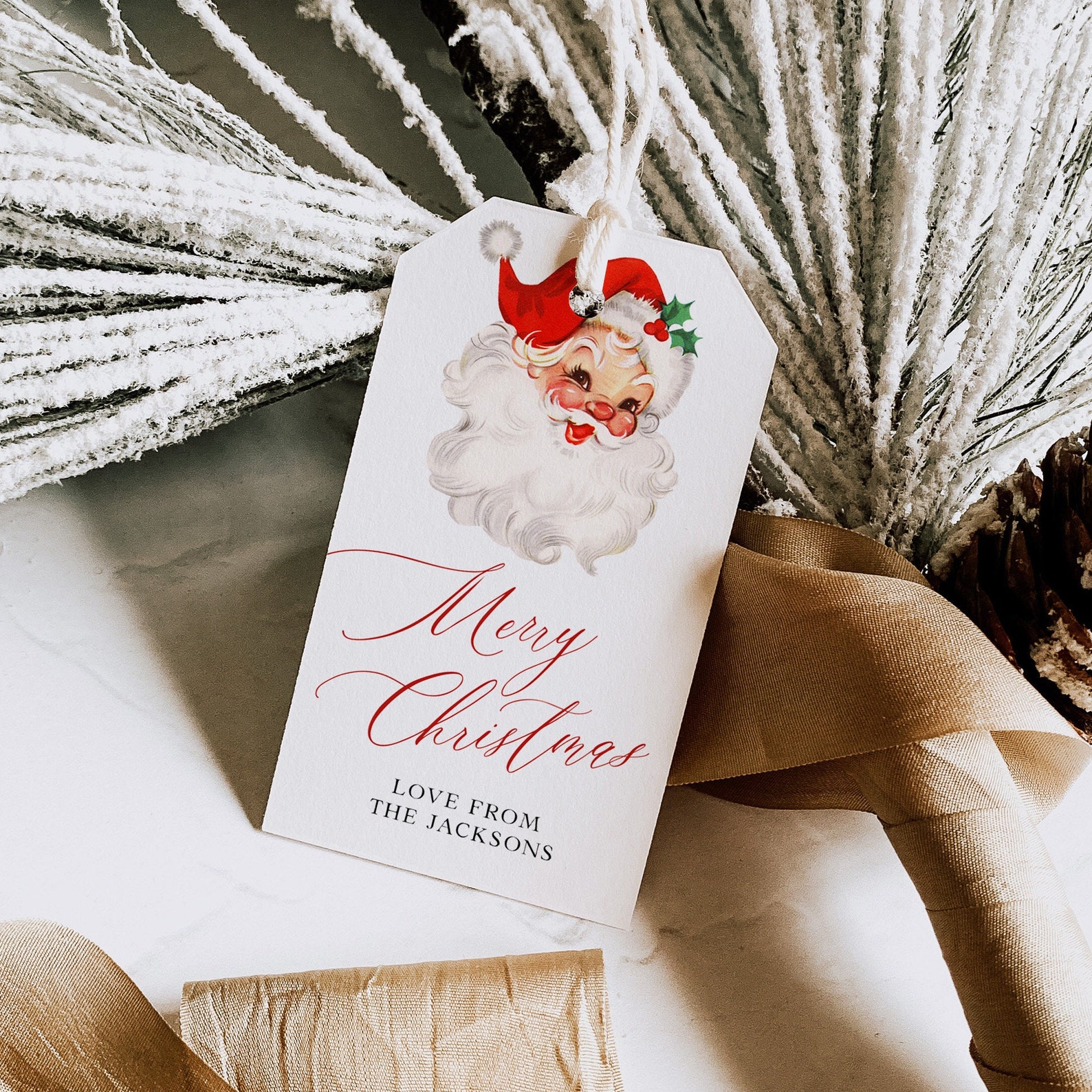 Vintage Santa Christmas Gift Tag, Editable Christmas Gift Tag, Instant ...