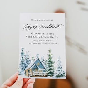 OREGON Cabin Bachelorette Invitation, Winter Bachelorette Party Invite ...