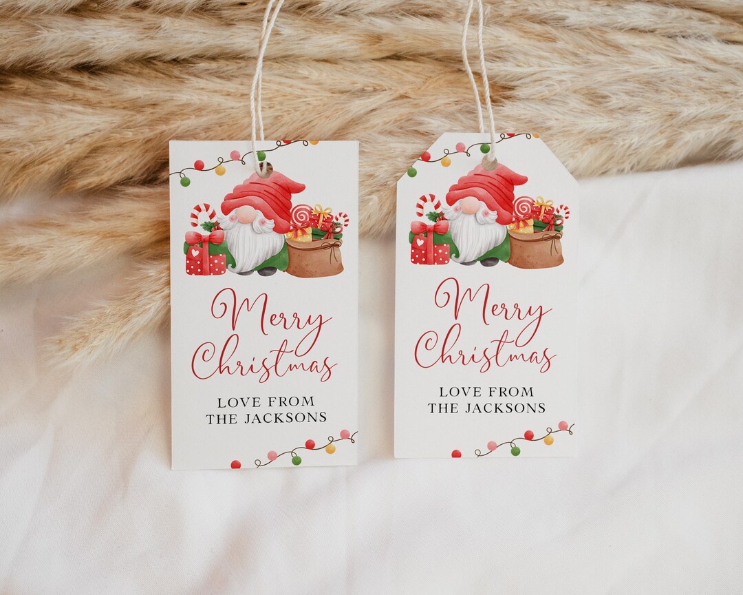 Printable Christmas Gnome Gift Tag, Editable Christmas Gift Tag ...