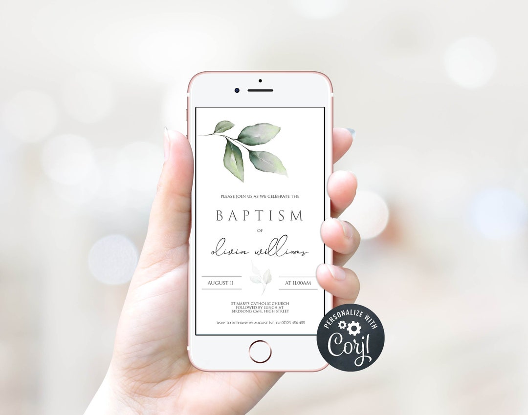 DIGITAL Baptism Invitation Template, Electronic Invite, LDS Baptism ...