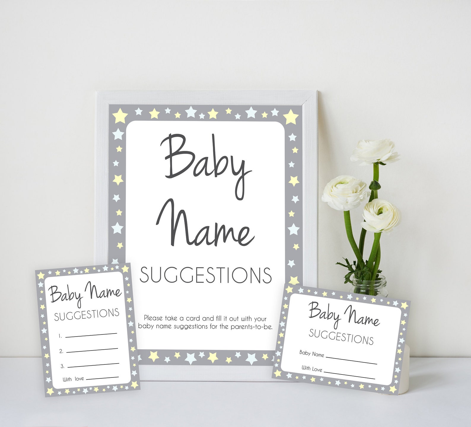 Stars Baby Shower Baby Name Suggestion Game Printable Baby | Etsy