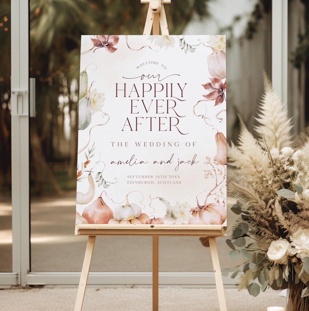 Fall Wedding Welcome Sign Board, Printed Shipped, Personalised Autumn ...
