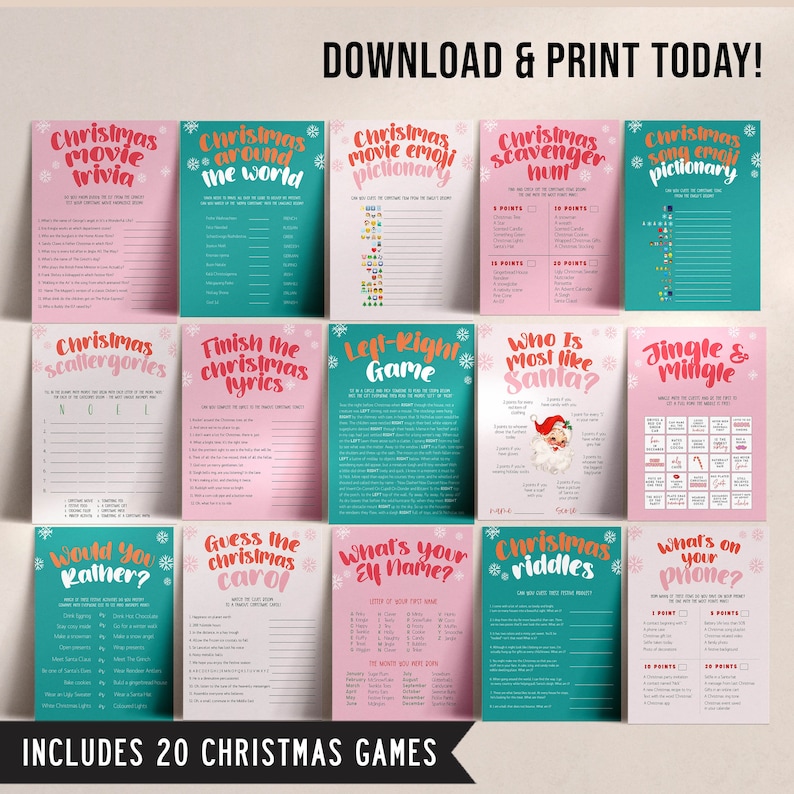 20 Christmas Party Games Bundle, Christmas Party Games Printable ...