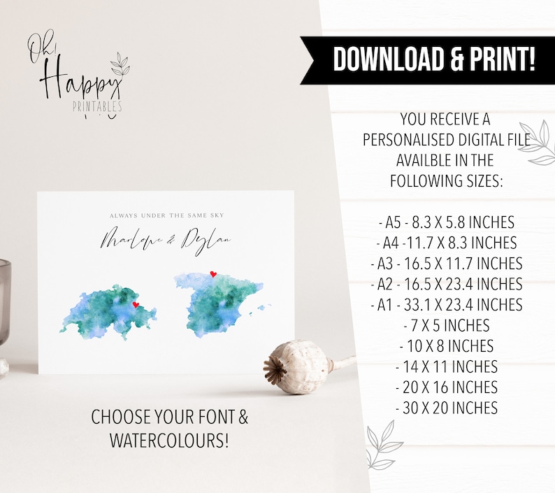 Custom Love Map Printable Long Distance Relationship Map - Etsy