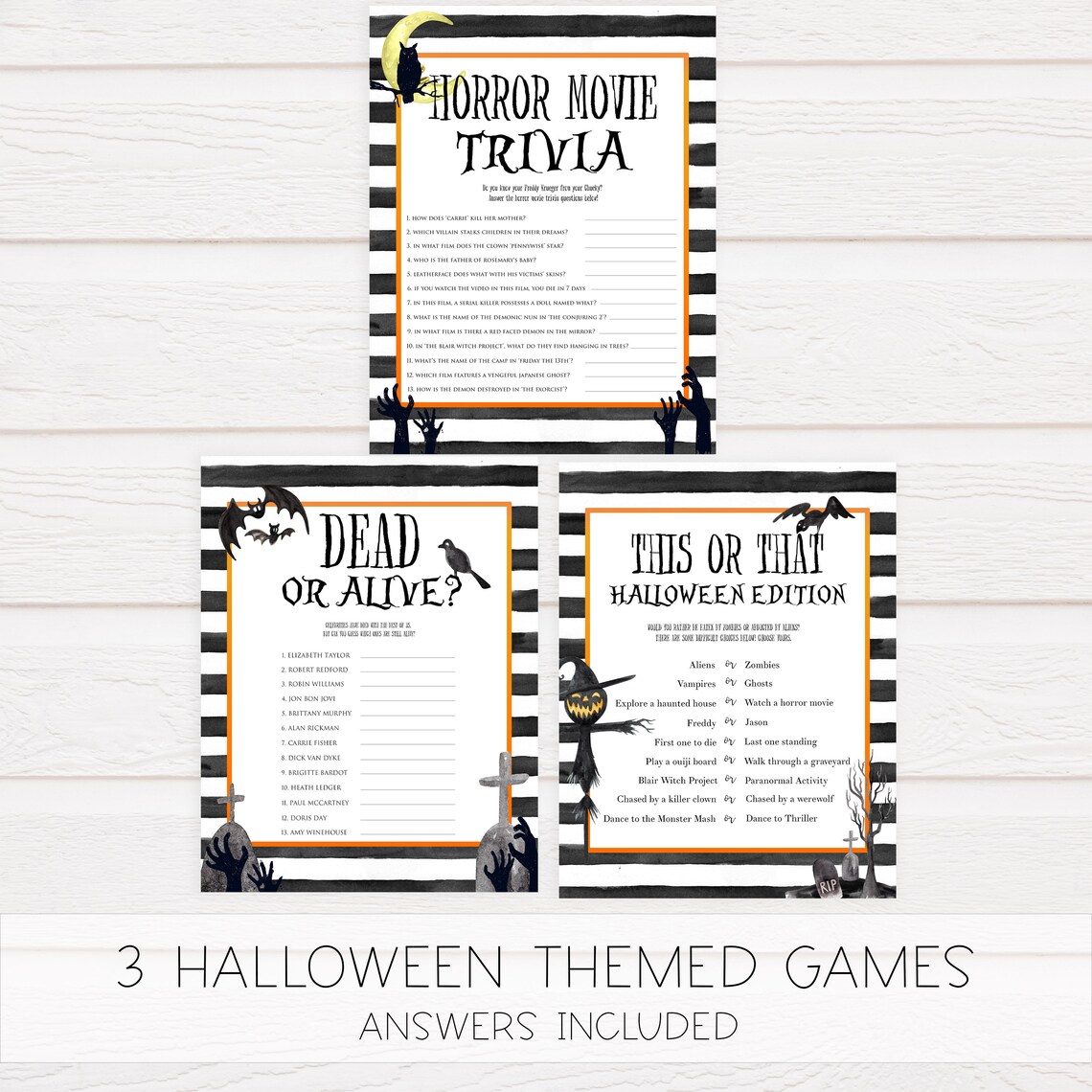 HALLOWEEN Party Games Bundle Adult Halloween Party Games - Etsy