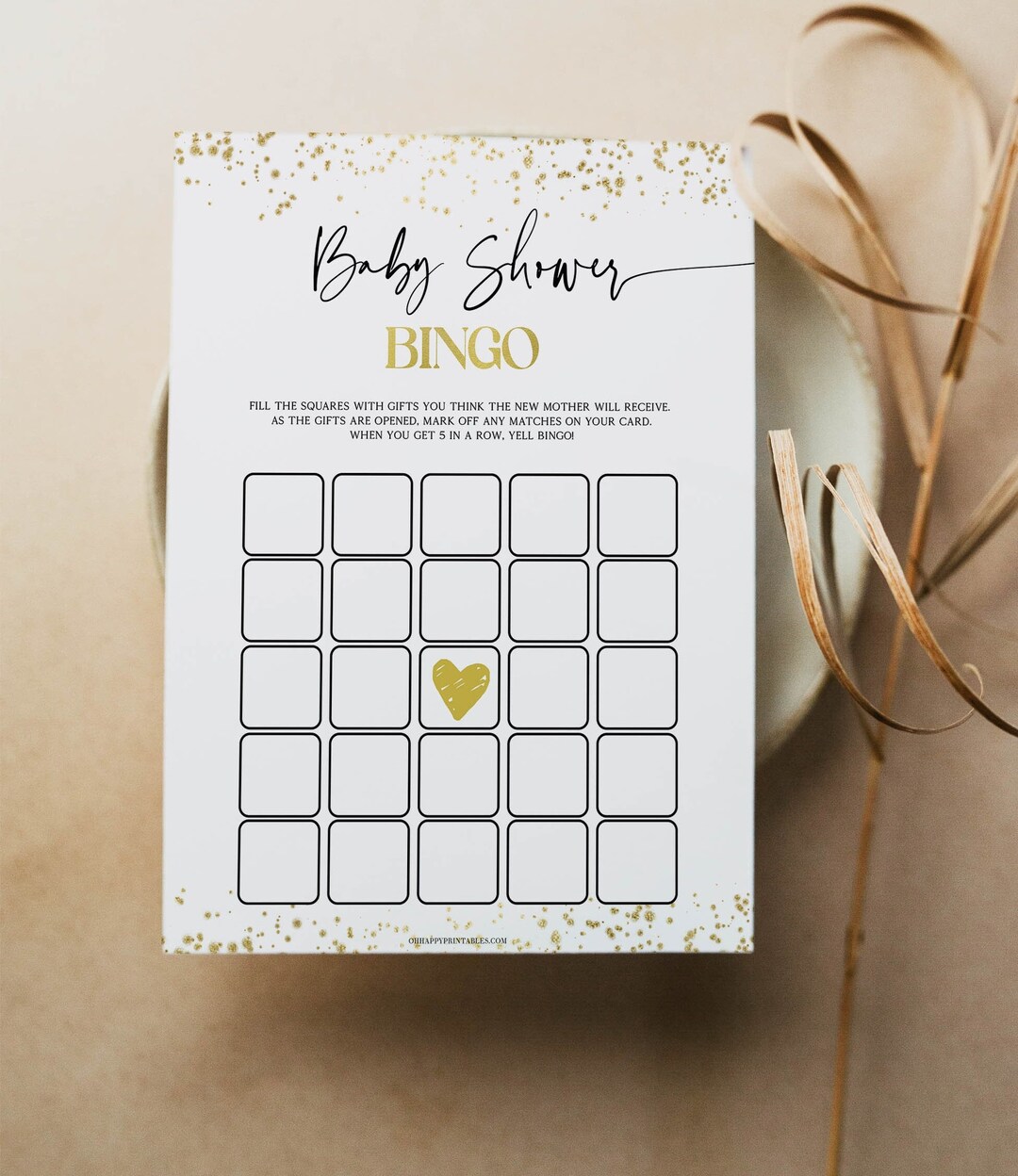 Gold Baby Shower Games, Baby Shower Bingo, Printable Baby Games, Gold ...