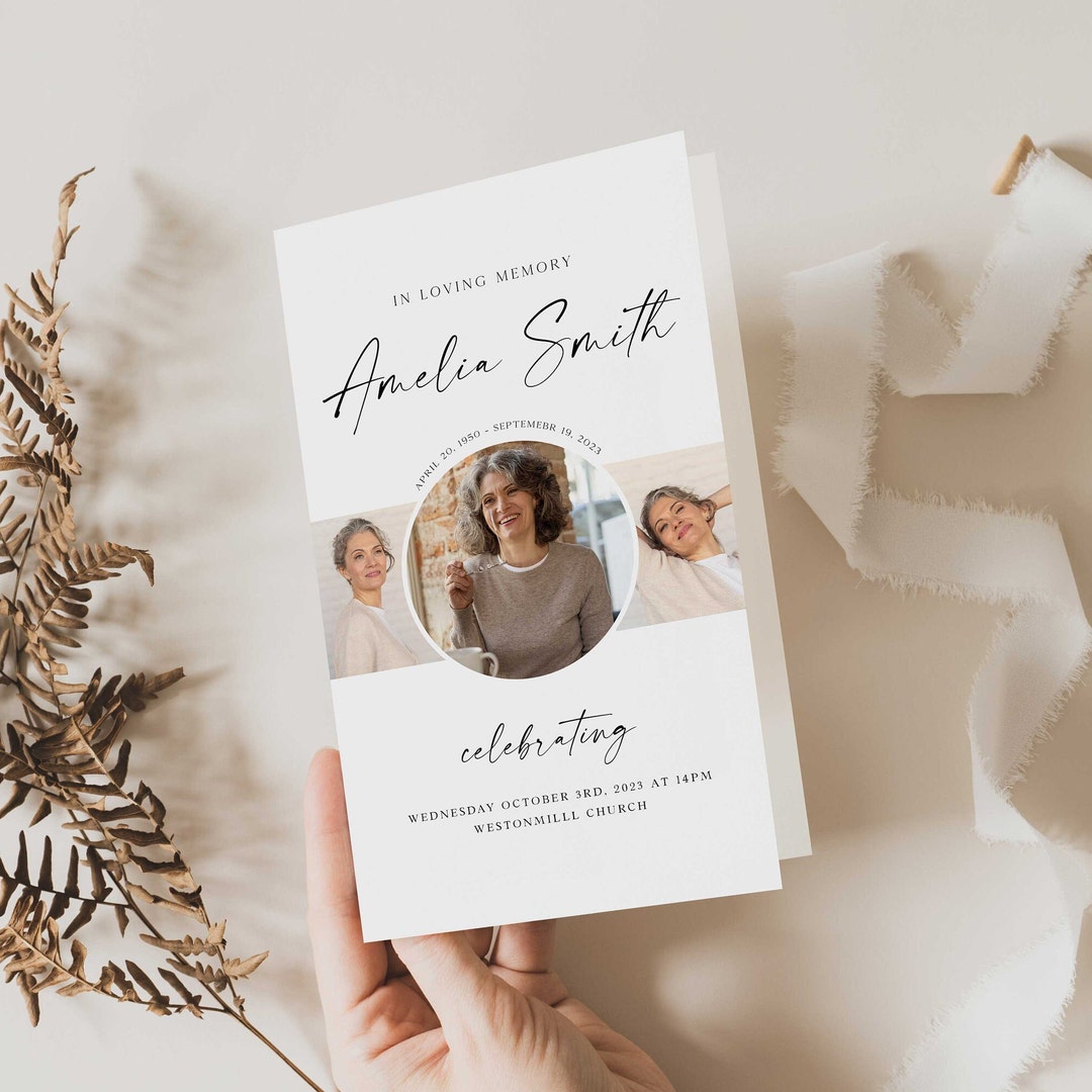 Funeral Program Template , Minimal Memorial Program, Editable Memorial ...