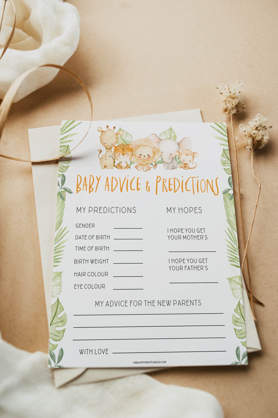 Baby Advice and Predictions Keepsake Printable Baby Shower - Etsy