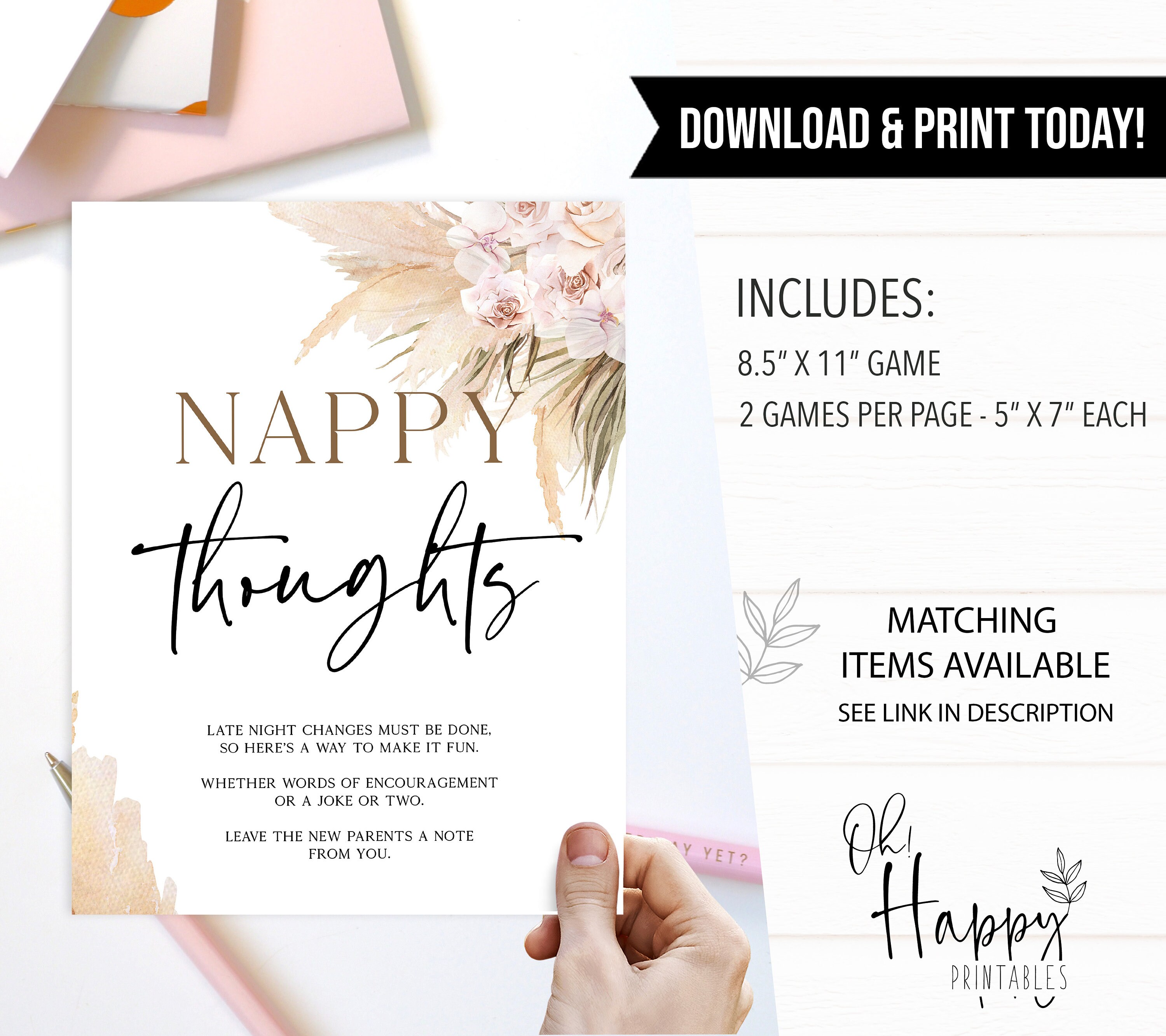 Nappy Thoughts Game Late Night Nappies Games Printable Baby - Etsy UK