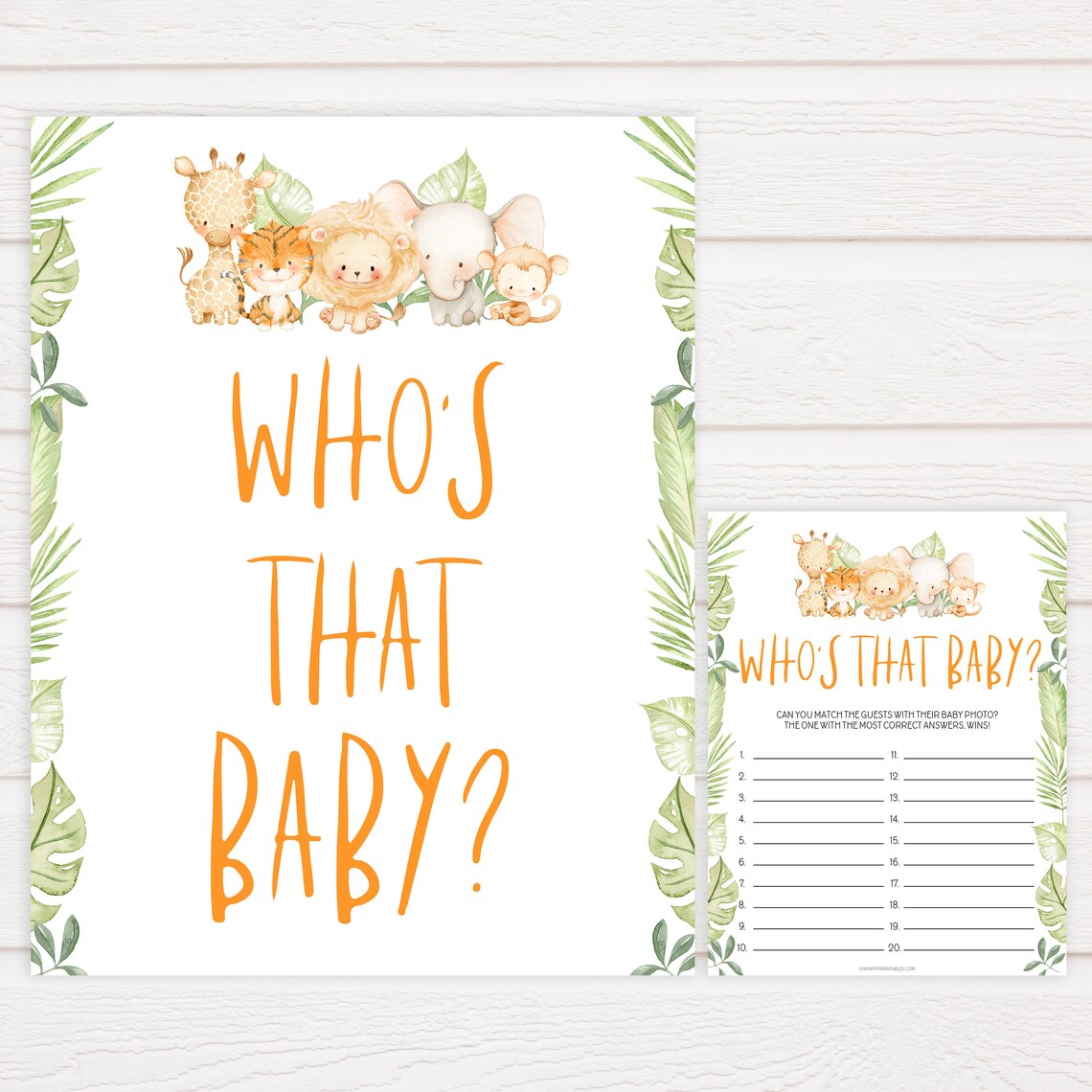 Who's That Baby Game Printable Baby Shower Games Jungle - Etsy