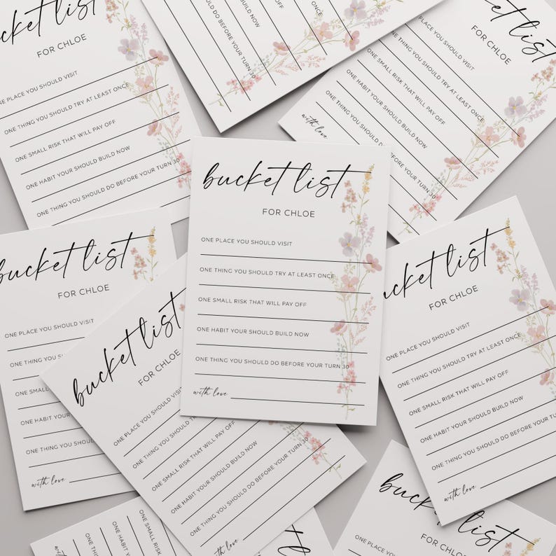 Graduation Bucket List Card Template, Simple Floral Graduation Advice ...