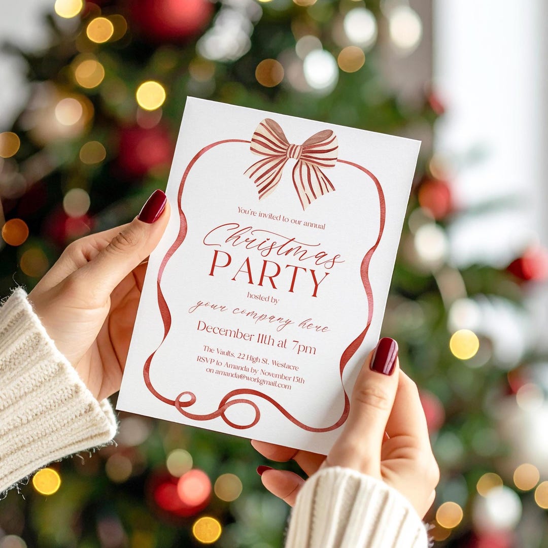 Office Christmas Party Invitation Template, Editable Canva Template ...