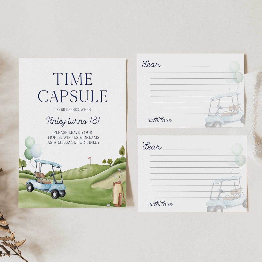 EDITABLE Time Capsule for First Birthday, Golf Time Capsule, Hole in One Time Capsule, Masters ...