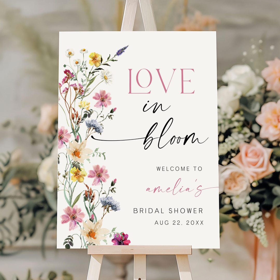 Wildflower Love in Bloom Bridal Shower Welcome Sign, Welcome Sign ...