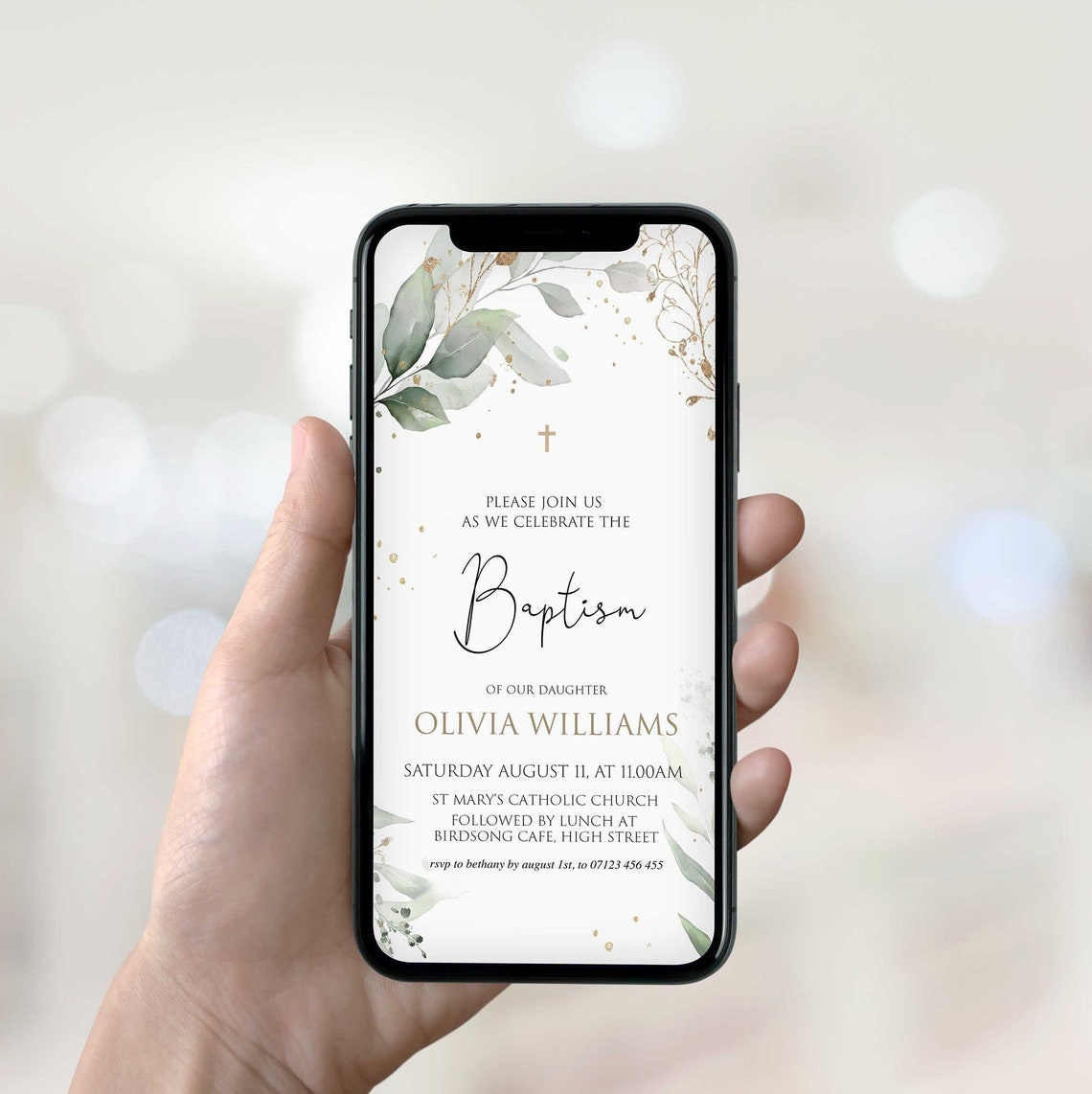 DIGITAL Baptism Invitation Template Electronic Invite - Etsy